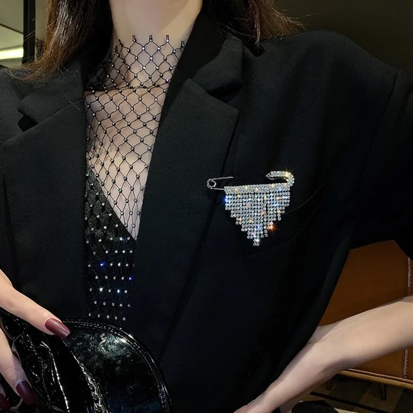 Jewelry | New Safety Pin Brooch Crystal Accents | Poshmark